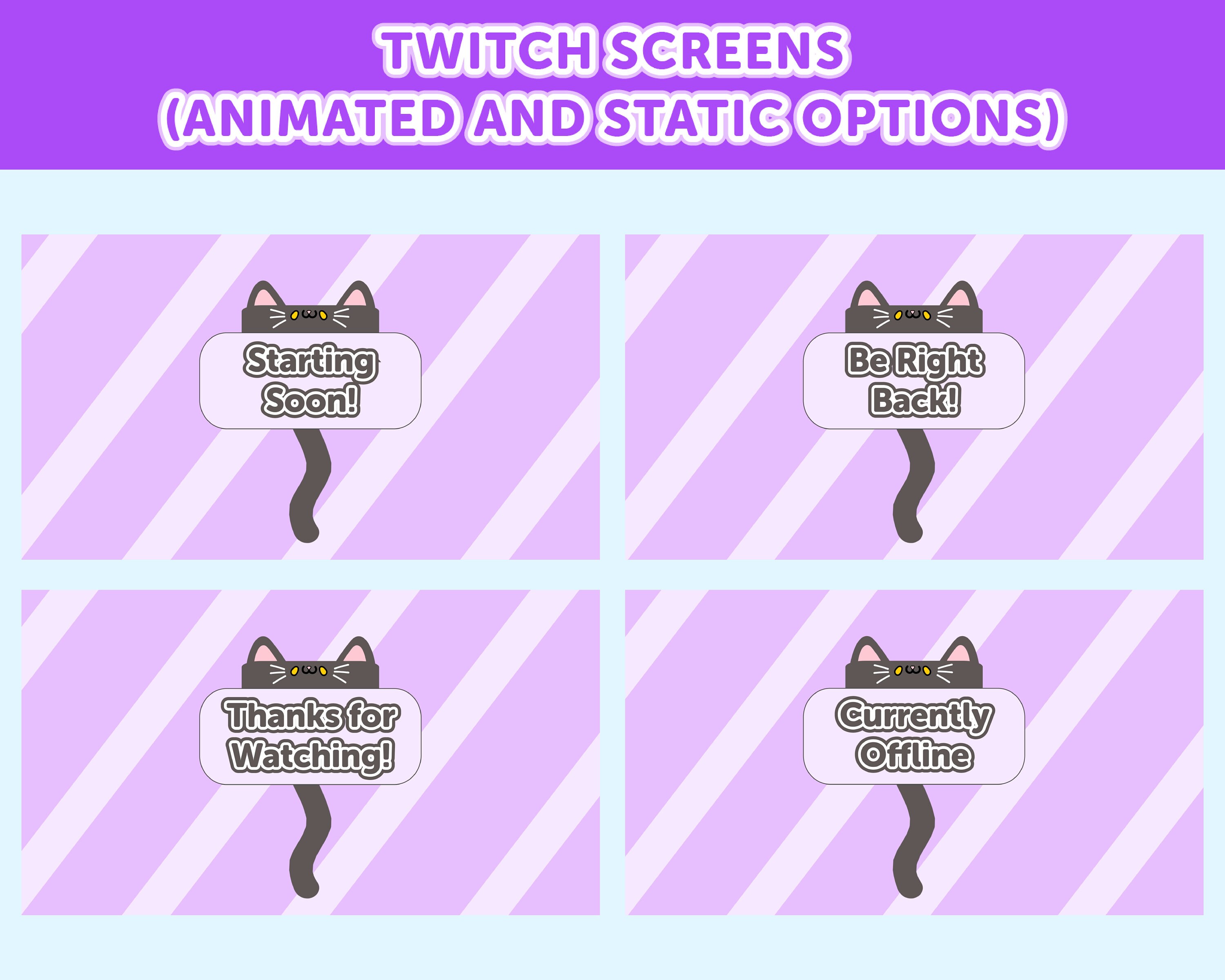 Twitch Overlay Package | Kawaii Black Cat Theme |chat Box, Panel, Alert ...