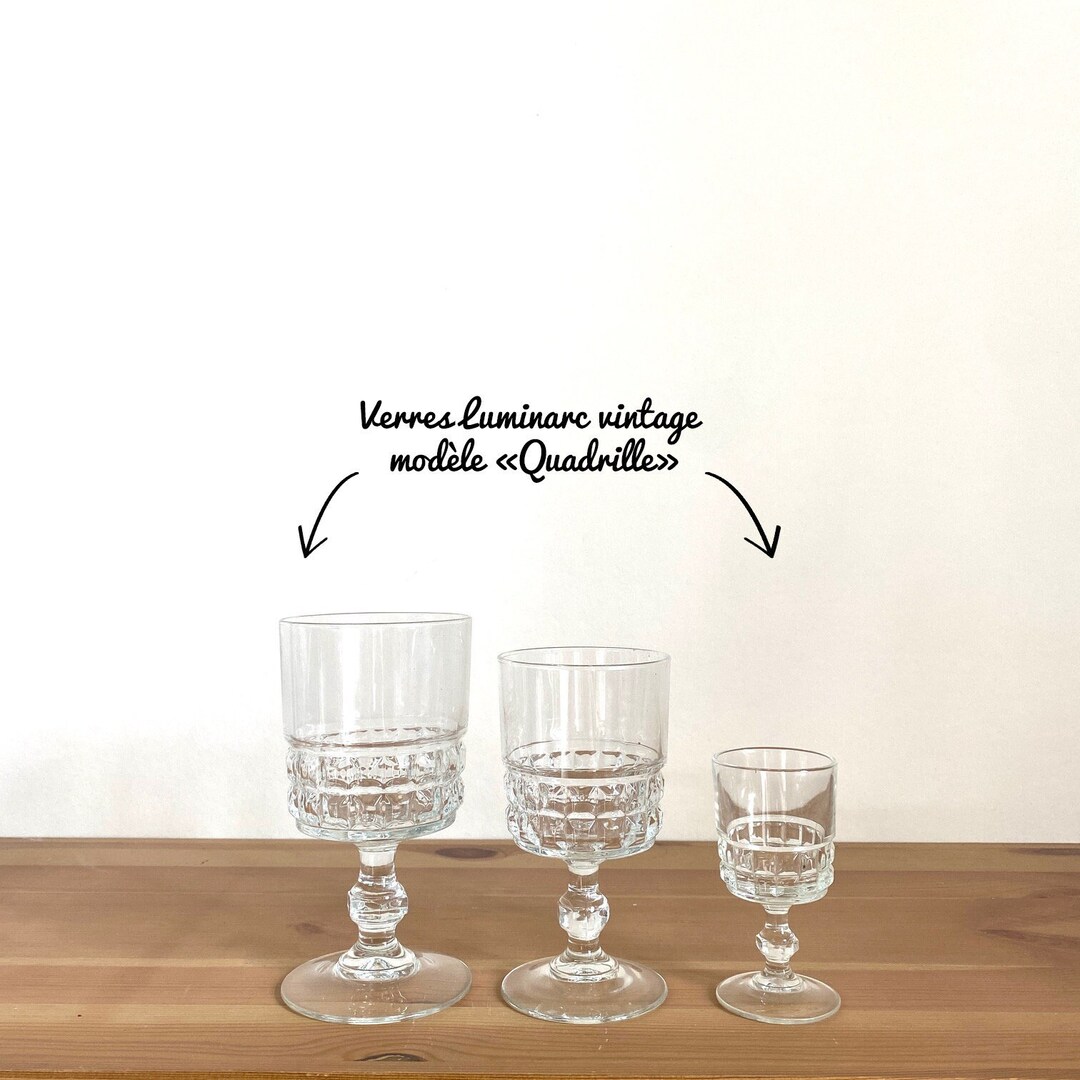 Glasses - Vintage - Luminarc - "quadrille" Model - Very Good Condition ...