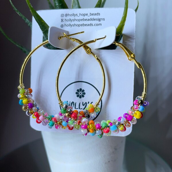 Colourful Hoop Earrings - Etsy UK