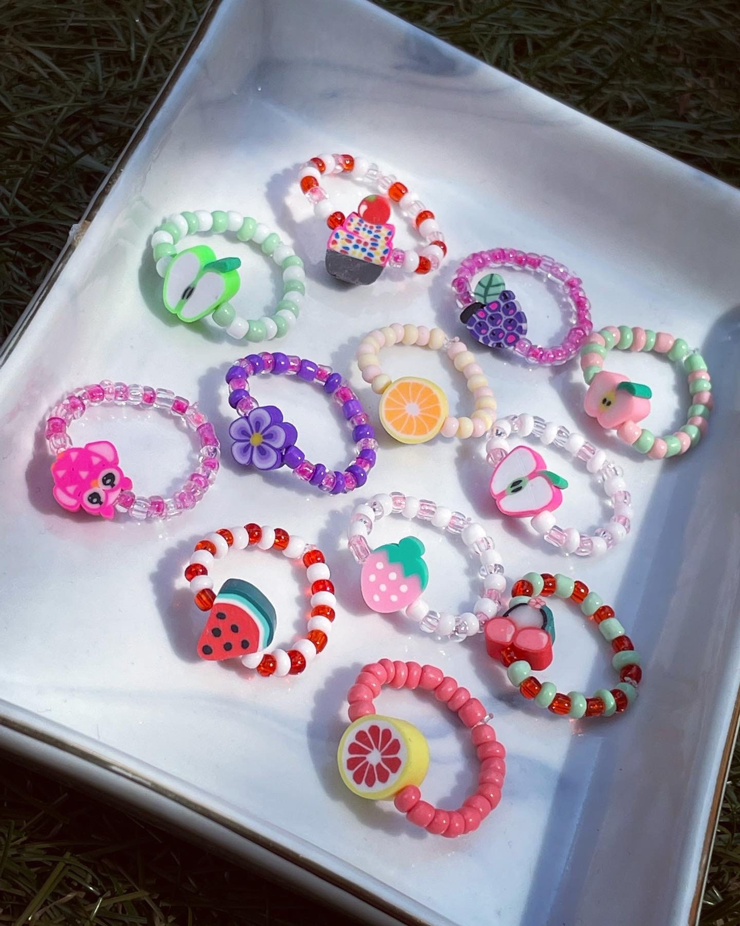 Beaded Rings Polymer Clay Fruits & Animals Adults/childrens | Etsy