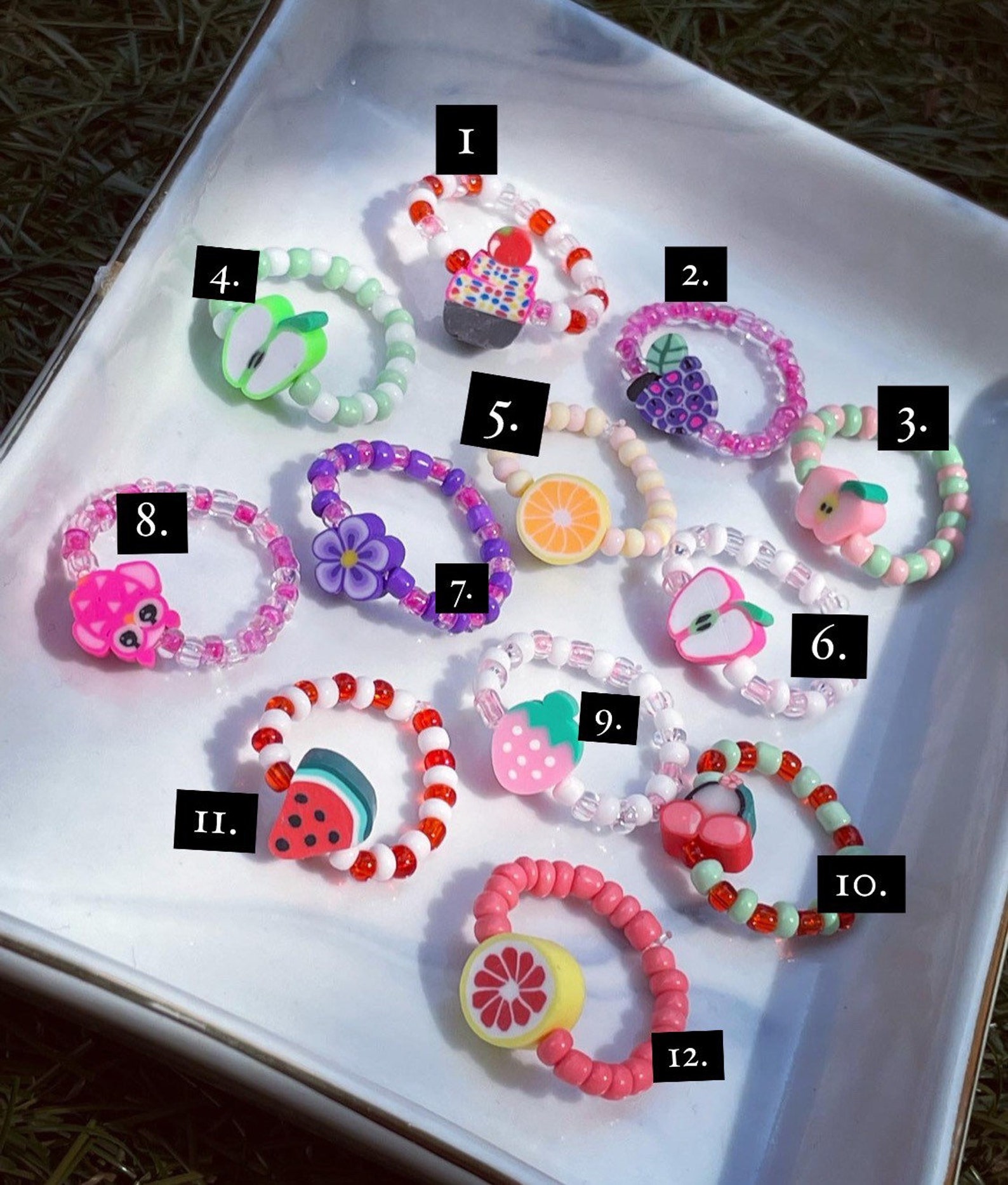 Beaded Rings Polymer Clay Fruits & Animals Adults/childrens | Etsy