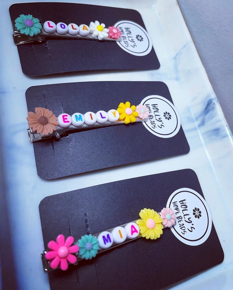 Childrens Personalised Flower Hair Clips/girls Personalised - Etsy UK