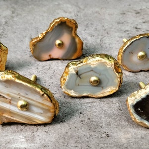Smoky Color Agate Stone Knobs Drawer Pulls Stone Knob Fancy - Etsy