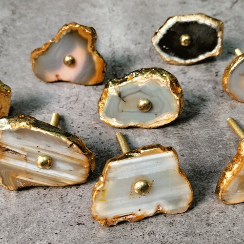 Smoky Color Agate Stone Knobs Drawer Pulls Stone Knob Fancy - Etsy