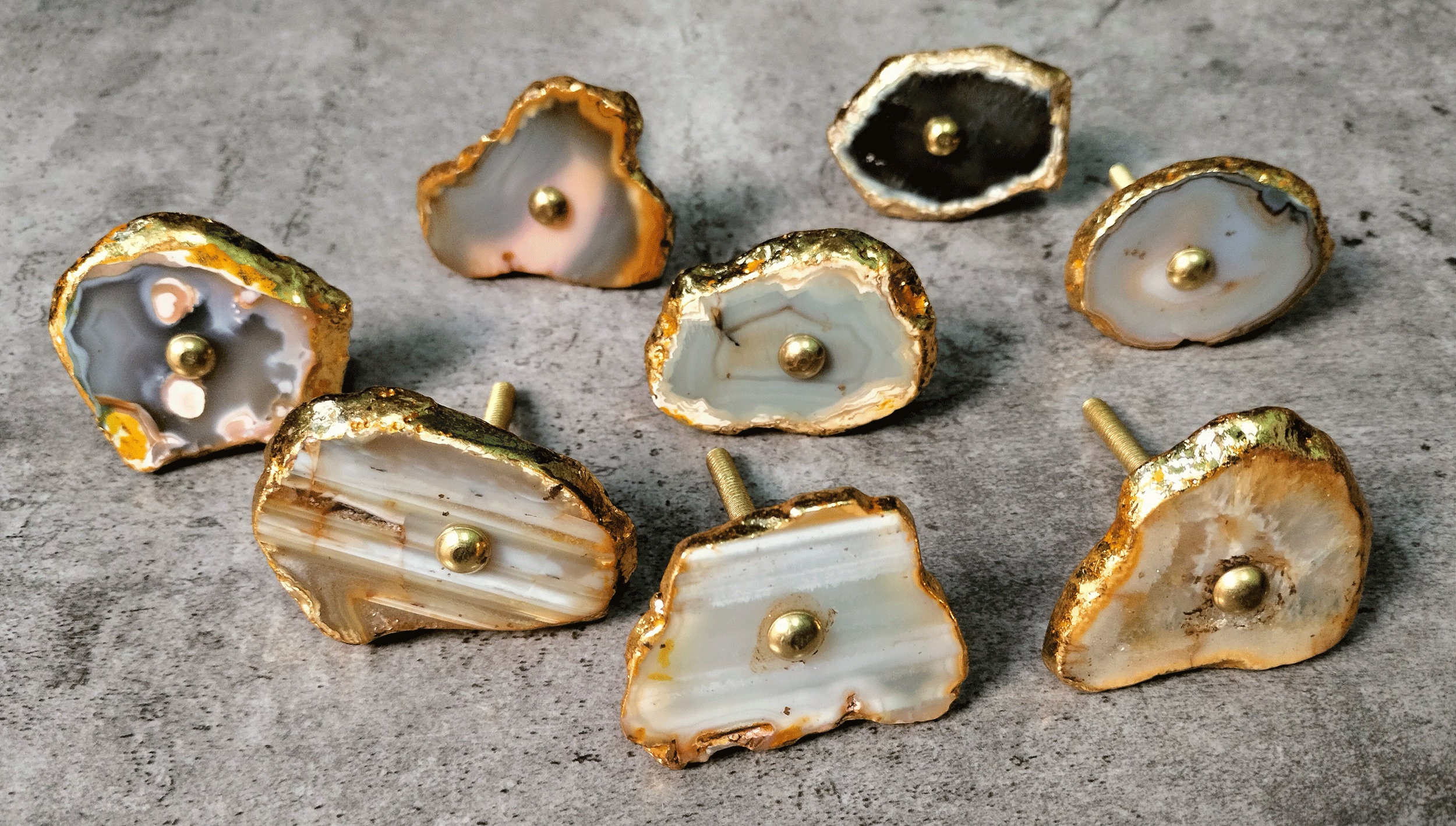Smoky Color Agate Stone Knobs Drawer Pulls Stone Knob Fancy - Etsy