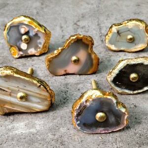 Smoky Color Agate Stone Knobs Drawer Pulls Stone Knob Fancy - Etsy