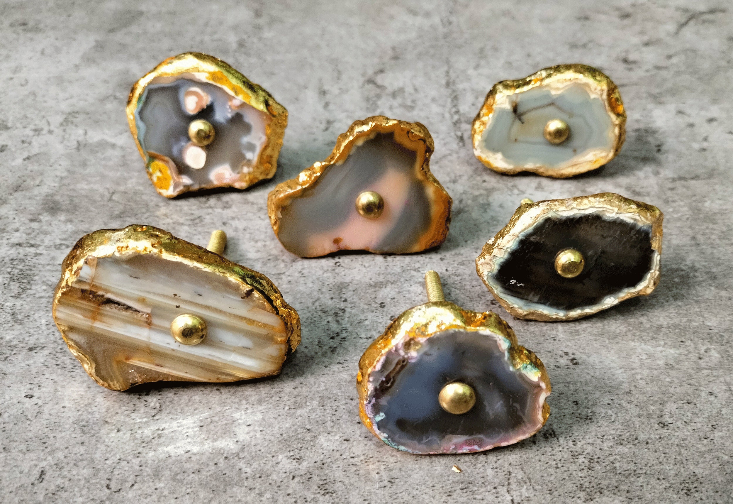 Smoky Color Agate Stone Knobs Drawer Pulls Stone Knob Fancy - Etsy
