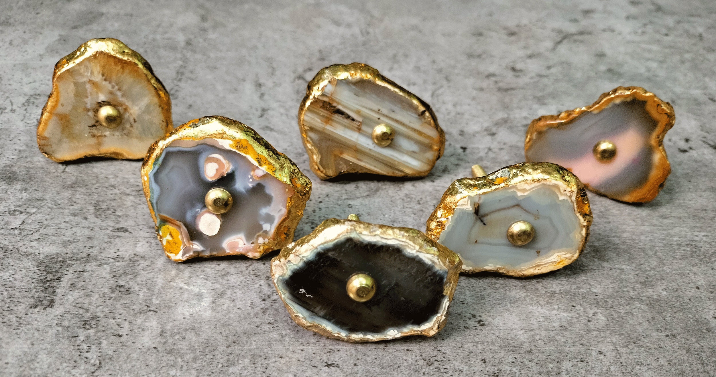 Smoky Color Agate Stone Knobs Drawer Pulls Stone Knob Fancy - Etsy