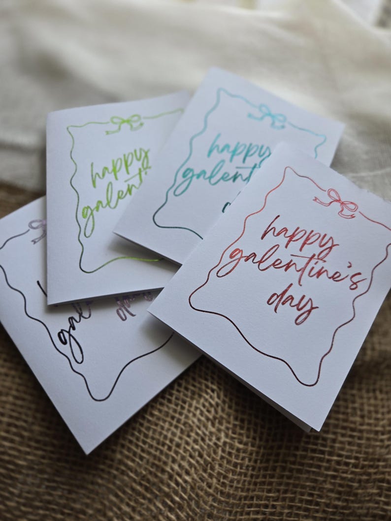 Galentine's Day Cards Bows Pink Foil - Etsy