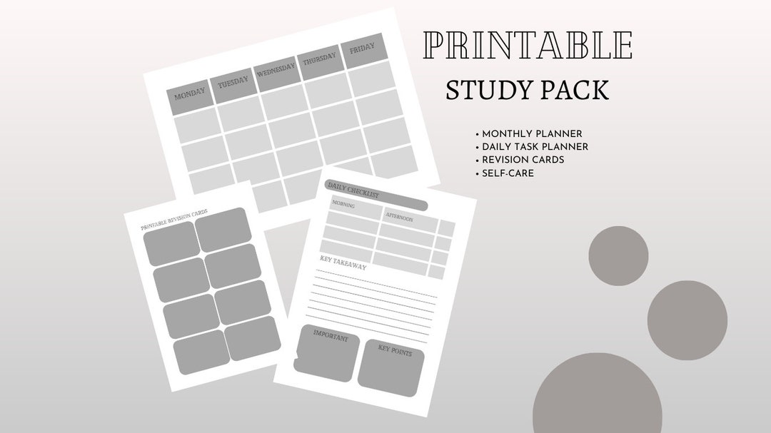 PRINTABLE STUDY PACK: Revision Timetable, Monthly Planner, Self-care ...
