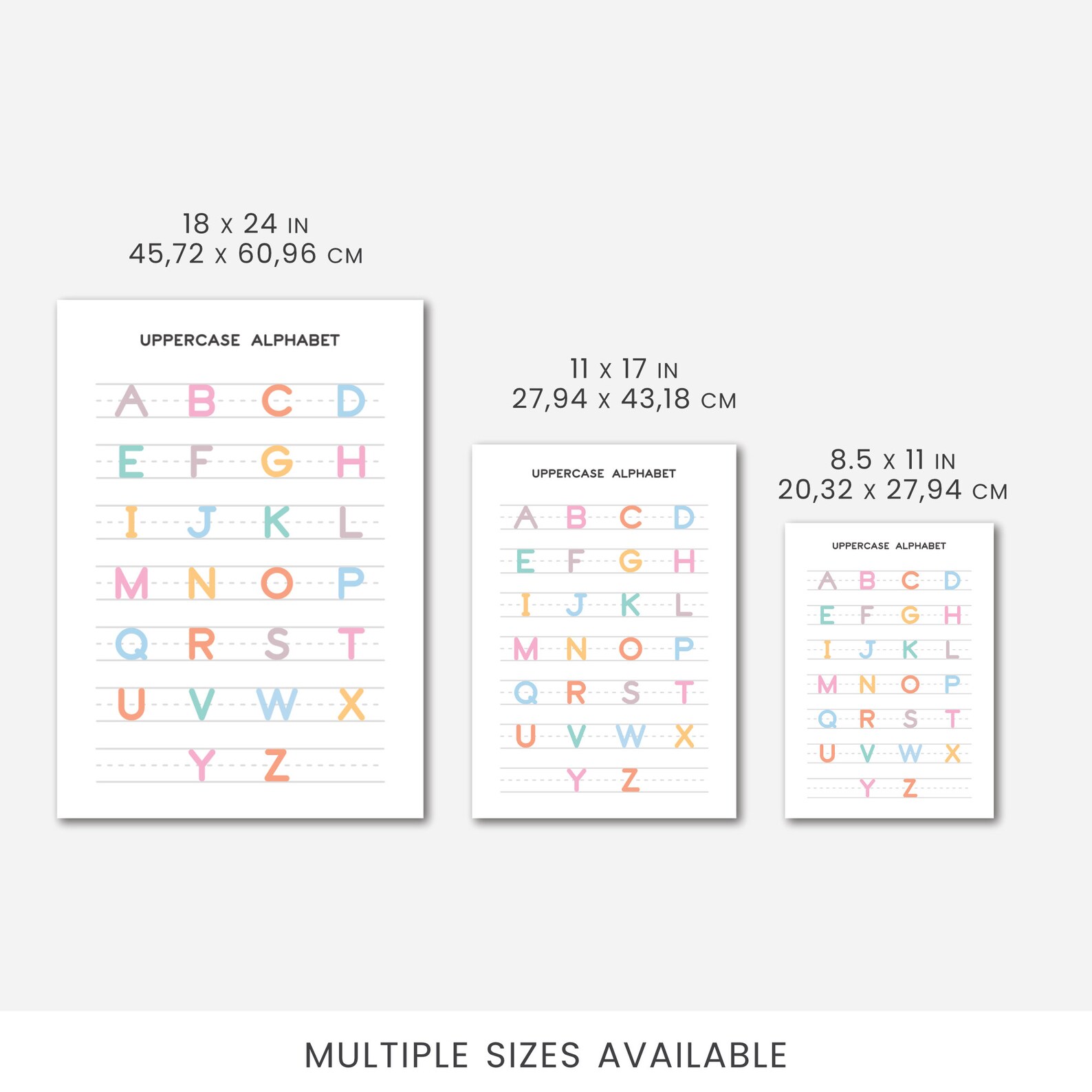 Uppercase Alphabet Poster Letter, 11x17in or 18 X 24in Size, Classroom ...