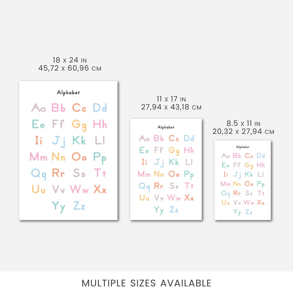 Laminated Alphabet Poster Lowercase and Uppercase Alphabet, US Letter ...