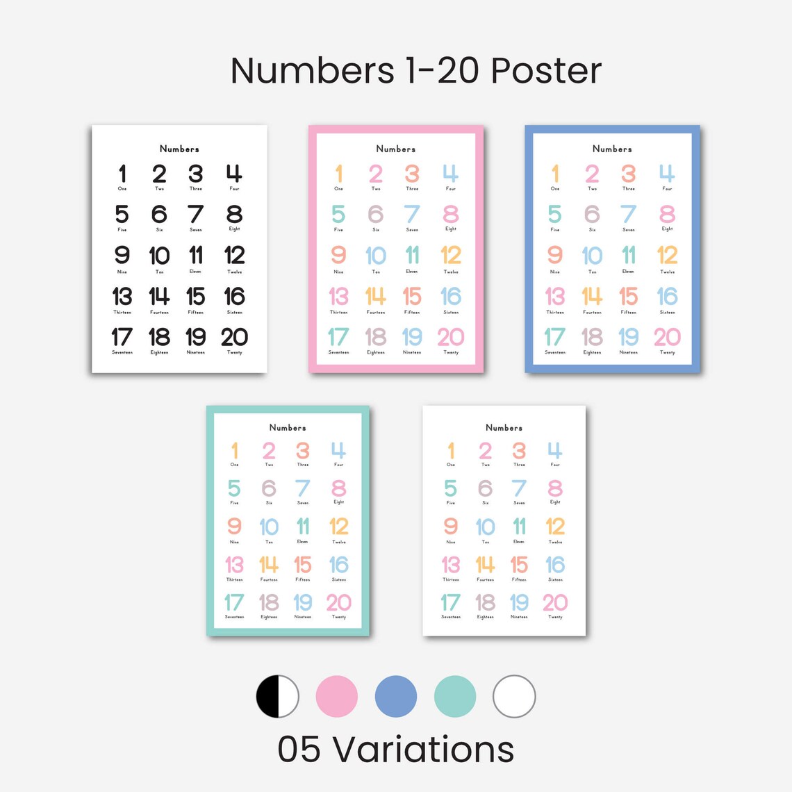 Numbers 1-20 Poster Laminated Poster US Letter, 11x17in or 18 X 24in ...