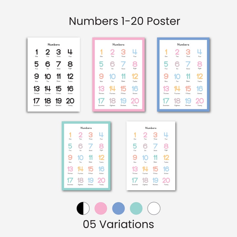 Numbers 1-20 Poster Laminated Poster US Letter, 11x17in or 18 X 24in ...