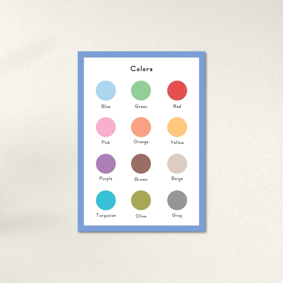 Colors Poster, Educational Poster Chart Laminated Colors Poster 12 ...