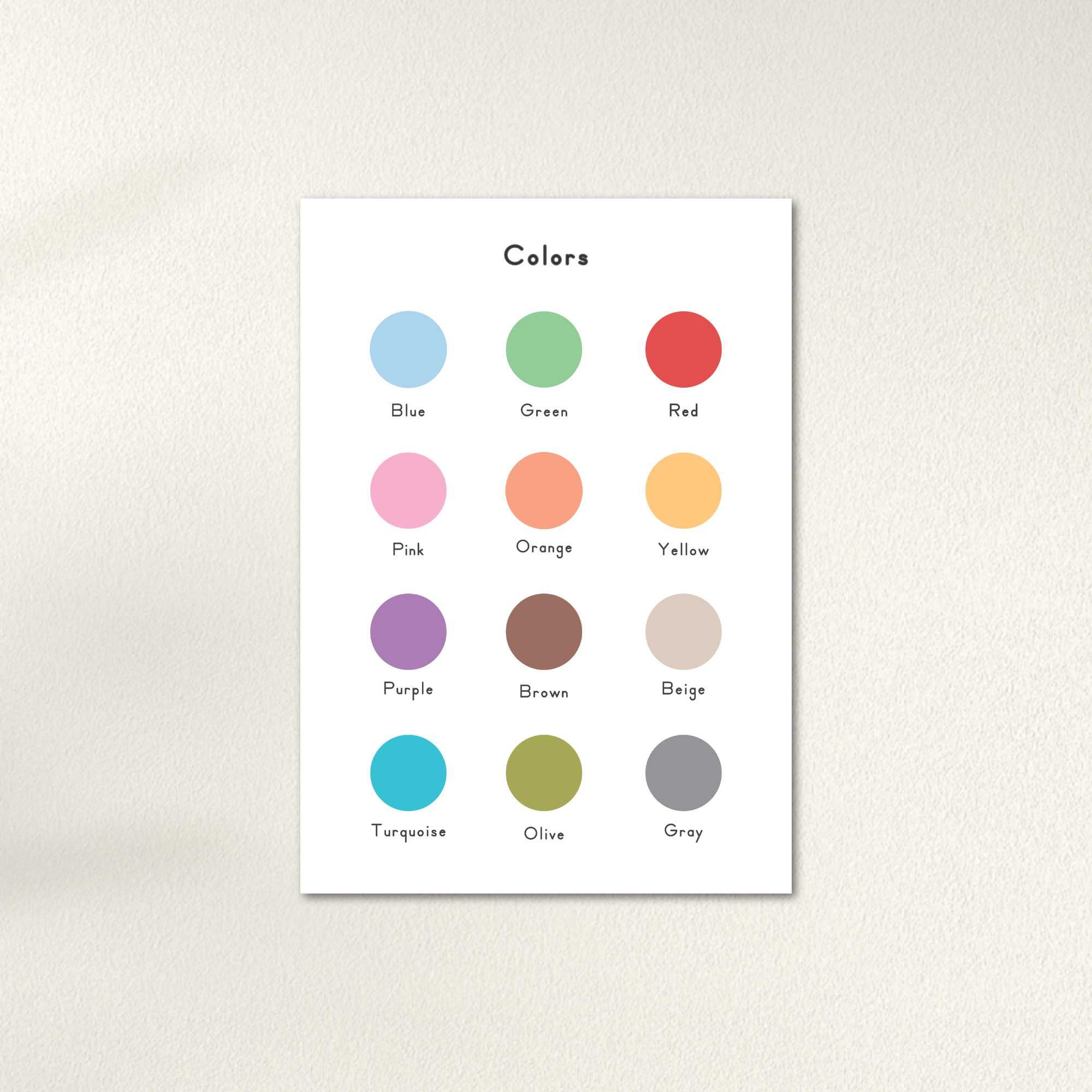 Colors Poster, Educational Poster Chart Laminated Colors Poster 12 ...