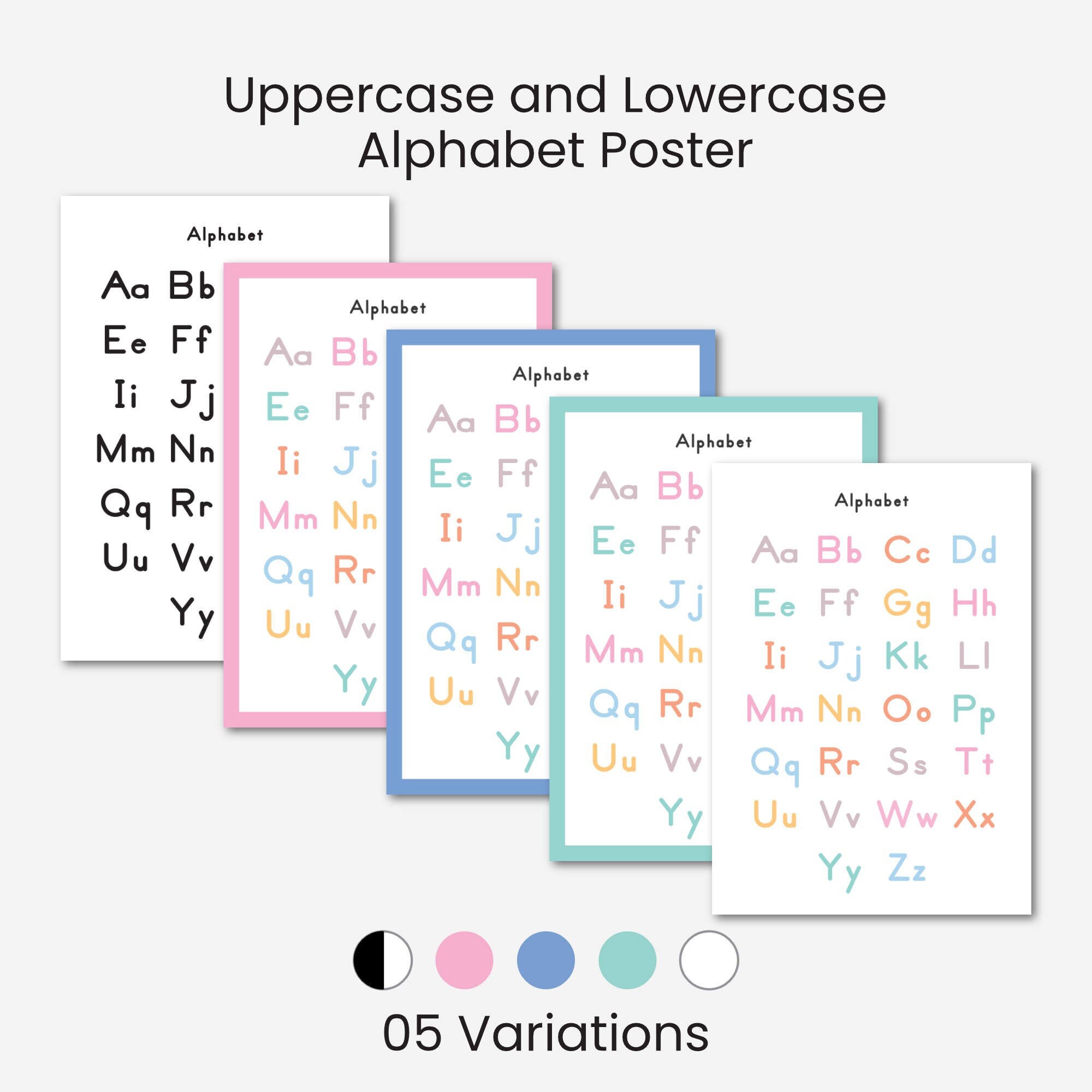 Laminated Alphabet Poster Lowercase and Uppercase Alphabet, US Letter ...