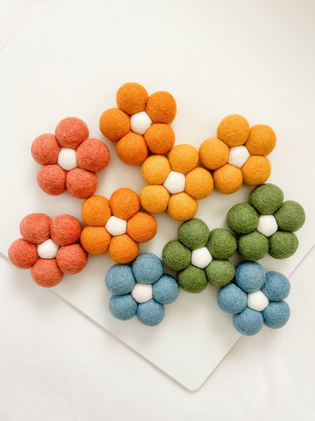 Rainbow Felt Daisies, Pack of Ten Daisies, Color Matching Activity ...