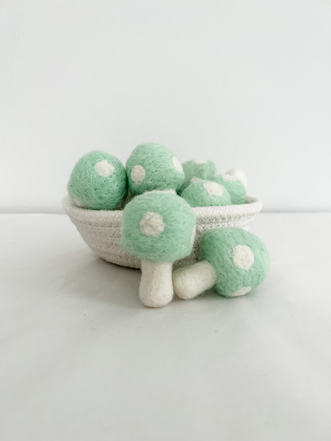 Felt Mushrooms, Felted Mint Mushrooms, DIY Garland, Mushroom Nursery ...