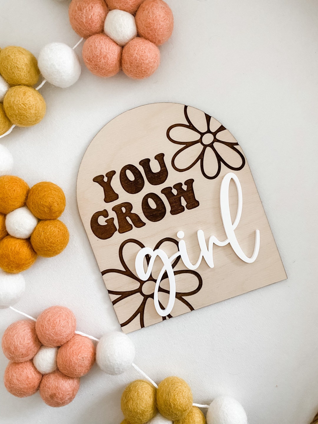 You Grow Girl Nursery Sign, Nursery Shelf Decor, Boho Girl Nursery ...