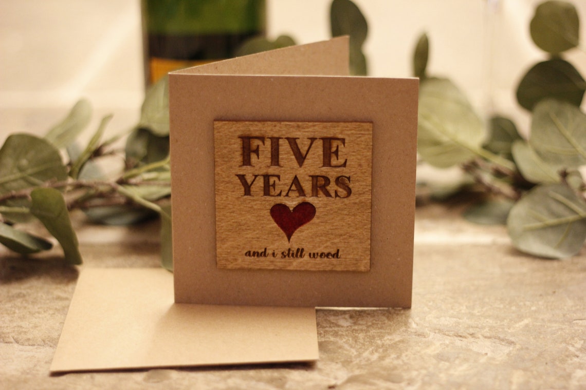 5th Wedding Anniversary Card Wood Card 5th Anniversary Etsy