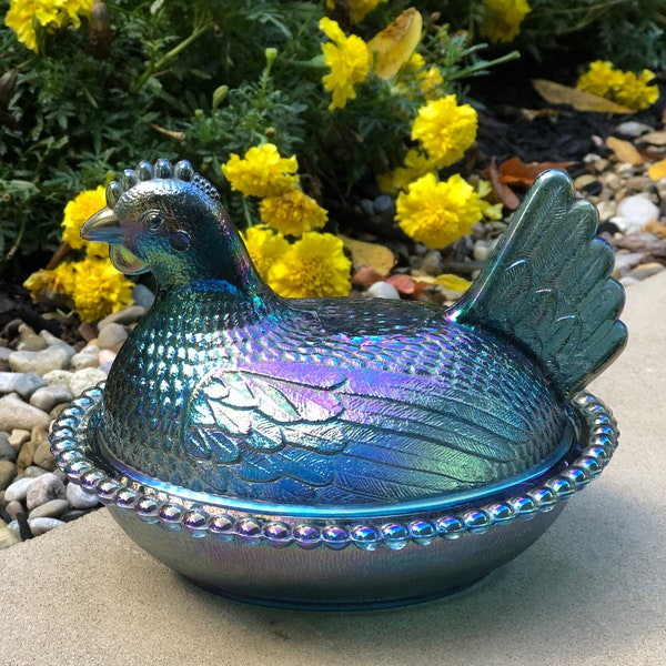 Carnival Glass Hen - Etsy