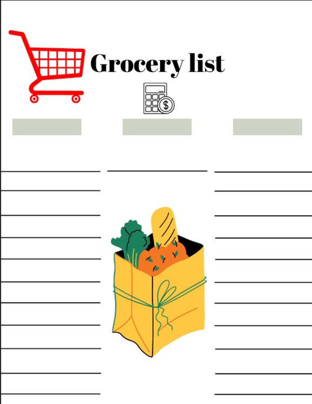 Buy Digital Grocery List .pdf and .png Format Online in India - Etsy
