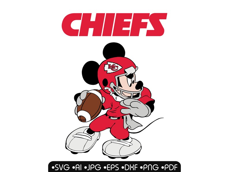 Mickey Mouse Kansas City Chiefs Nfl Vector Etsy