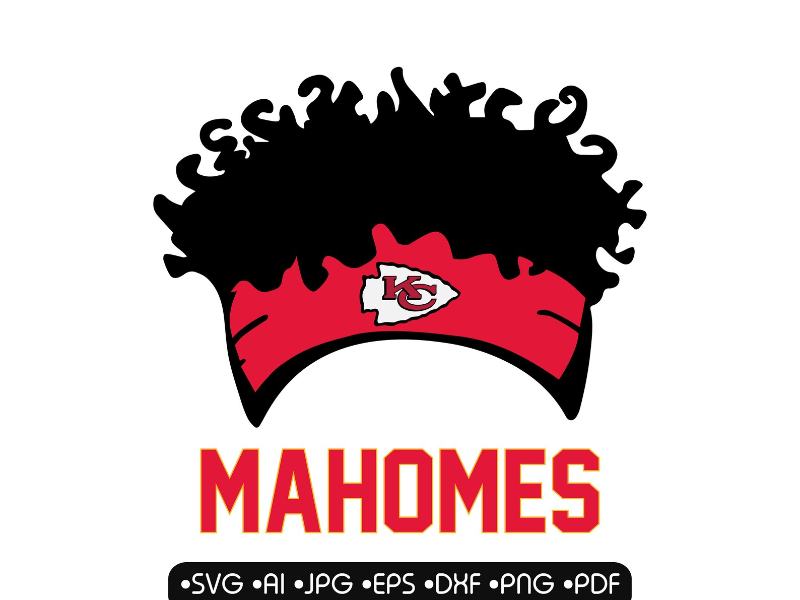 Mahomes 15 Haar Kansas City NFL Vektor-Svg Jpg ai Eps Dxf | Etsy