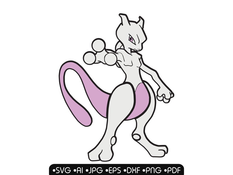 Mewtwo pokemon vector svgaijpgepsdxfpngpdf Cricut | Etsy