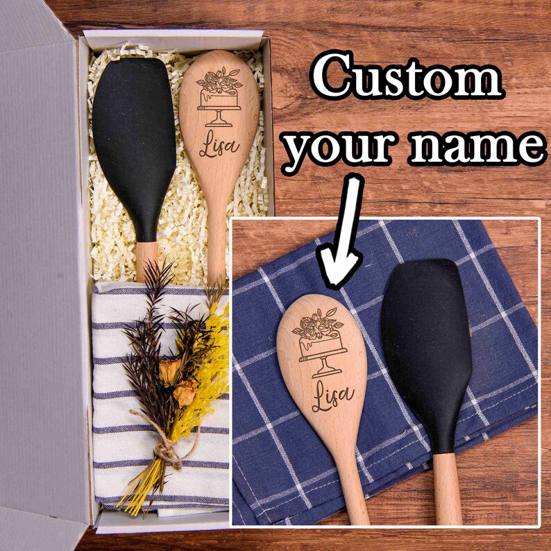 Engraved Wooden Spoon and Spatula Baking Gift Box - Etsy