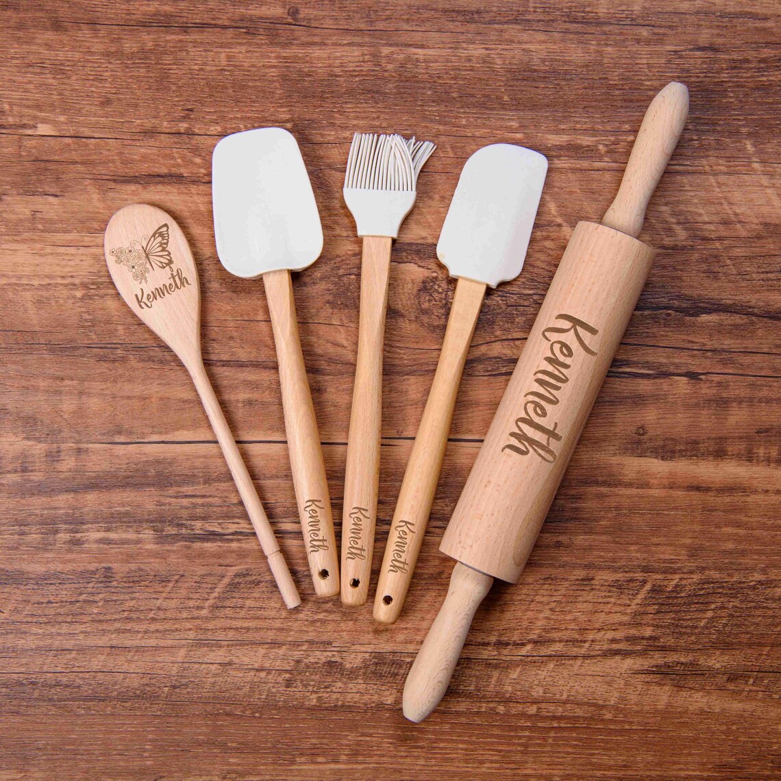 Personalized Baking Gift, Engraved Rolling Pin, Wooden Spoon and ...