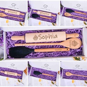 Personalized Baking Tool Gift Set, Engraved Wooden Spoon, Rolling Pin ...