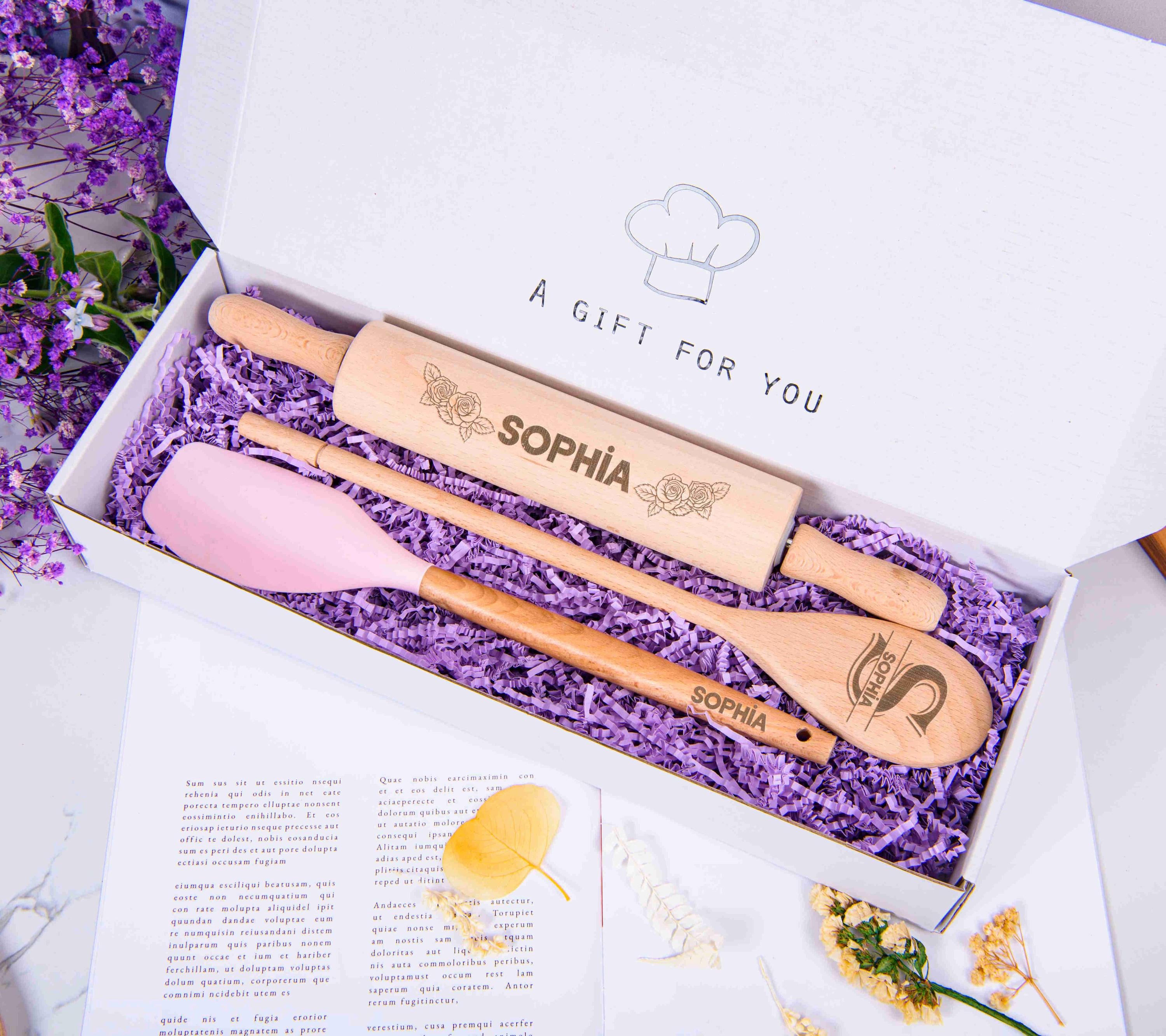 Personalized Baking Gift Set, Engraved Rolling Pin, Spoon and Spatula ...