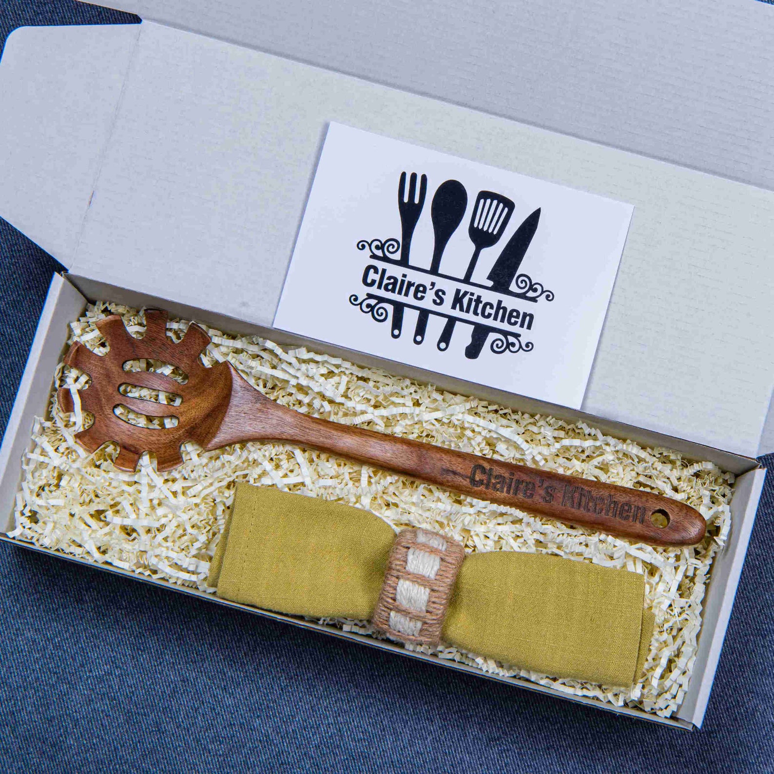 Spaghetti Spoon Gift Box, Personalized Kitchen Utensils, Wooden Serving ...