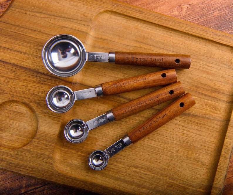 Personalized Stainless Steel Measuring Spoon Set, Engraved Baking Tools ...