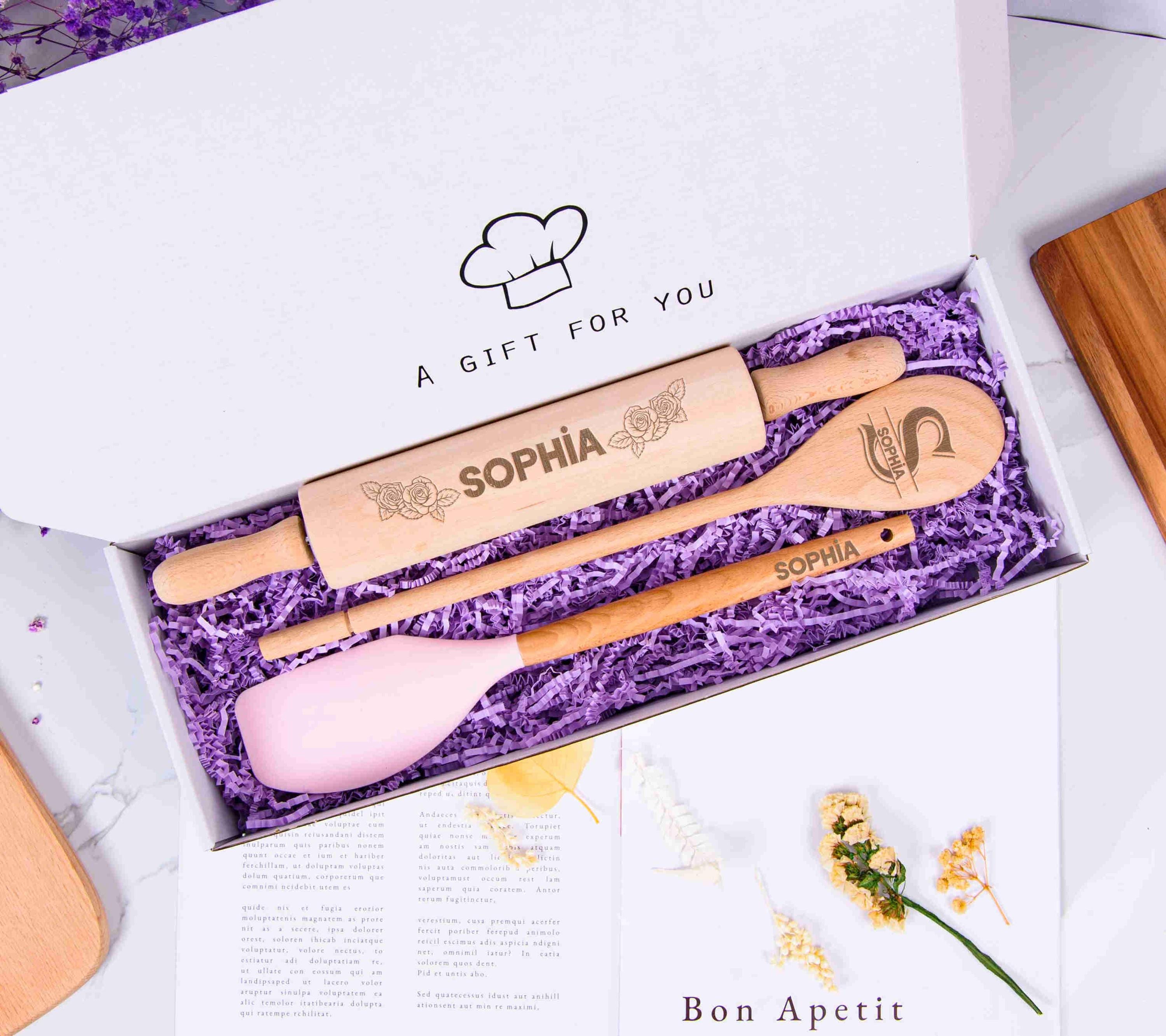 Personalized Baking Gift Set, Engraved Rolling Pin, Spoon and Spatula ...