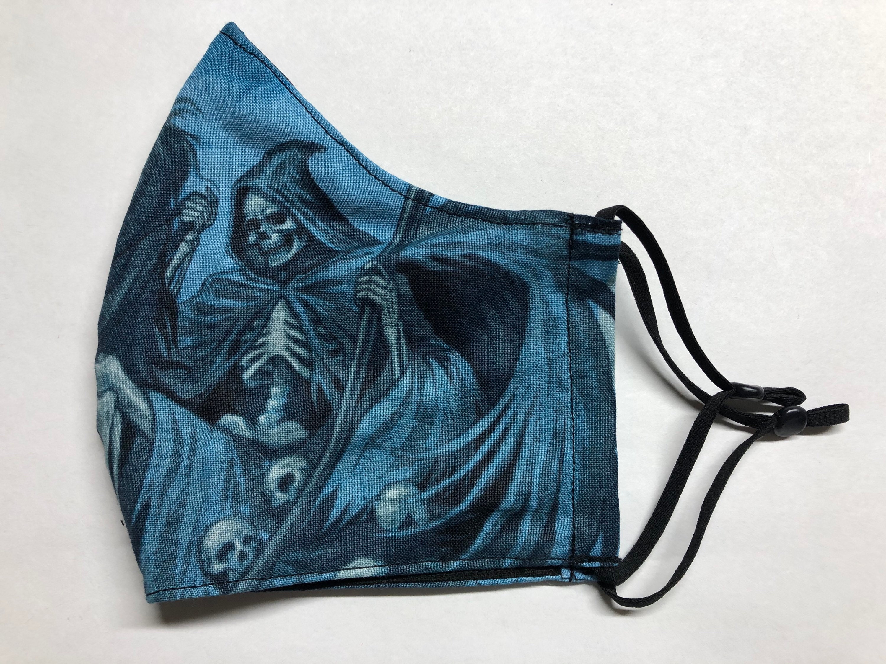 Gothic Grim Reaper Red blue tan cloth face mask. Washable | Etsy