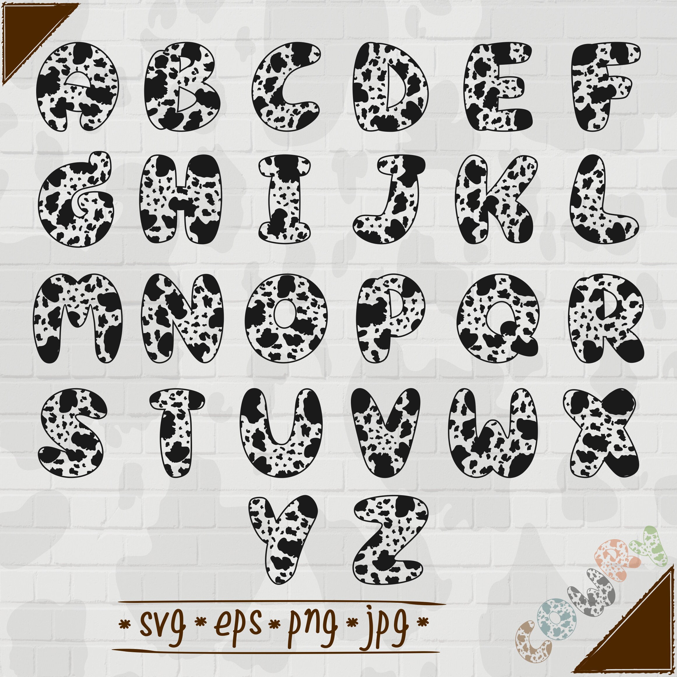 Cow Font SVG Animal Font Svg Cow Alphabet Svg Farmhouse | Etsy