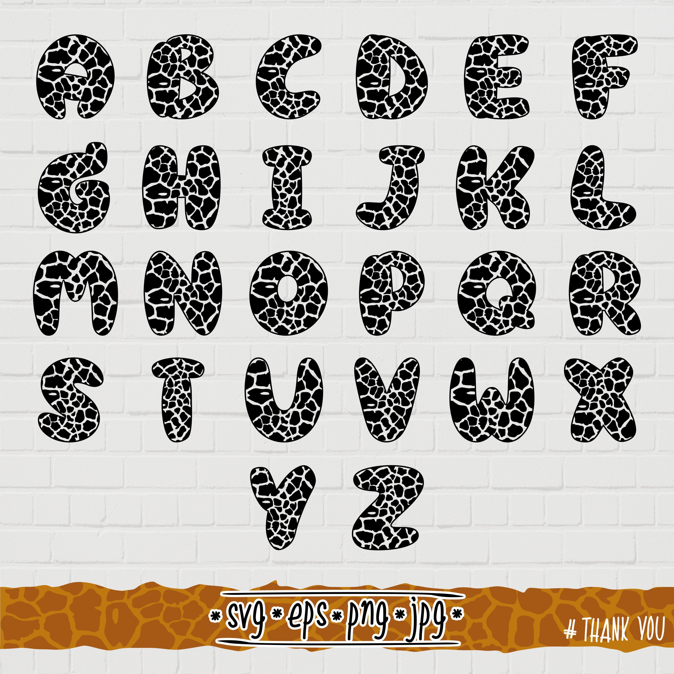 Giraffe Font Svg Giraffe Alphabet Svg Giraffe Letters and | Etsy