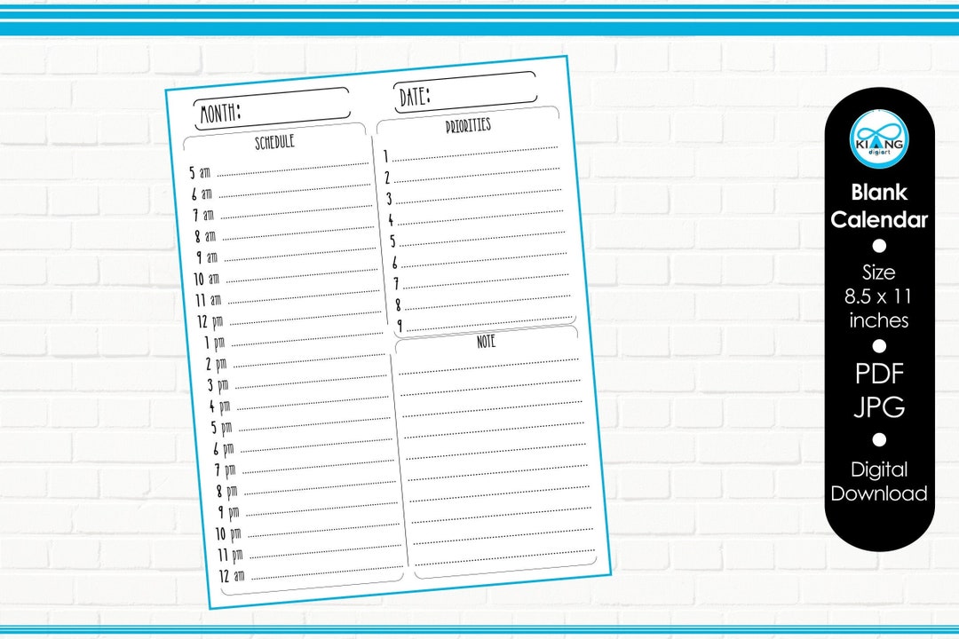 24 Hour Clock Printable24 Hour Weekly Planner24 Hour - Etsy