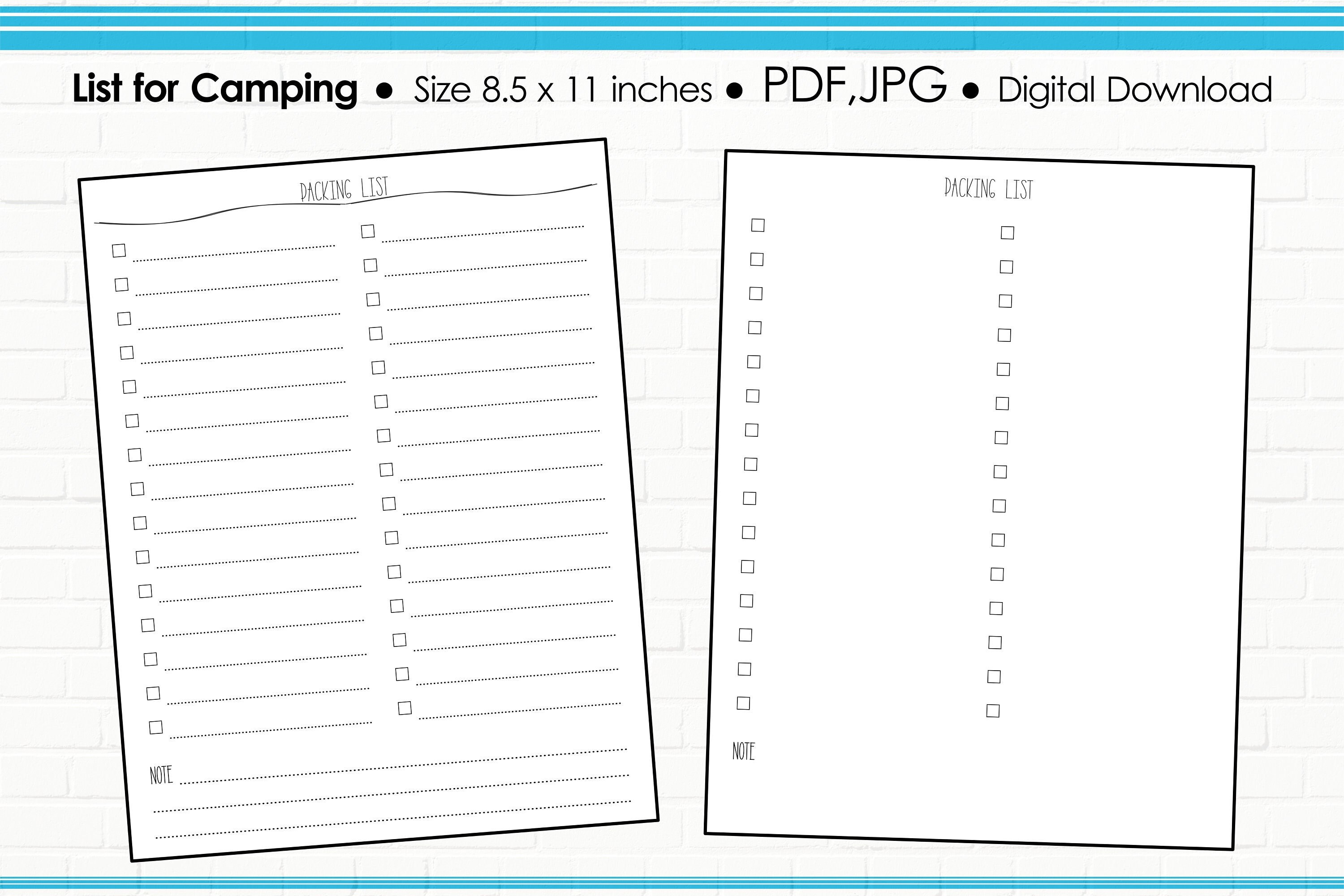 Printable Camping Journal Camping Lists Packing List Template Packing ...