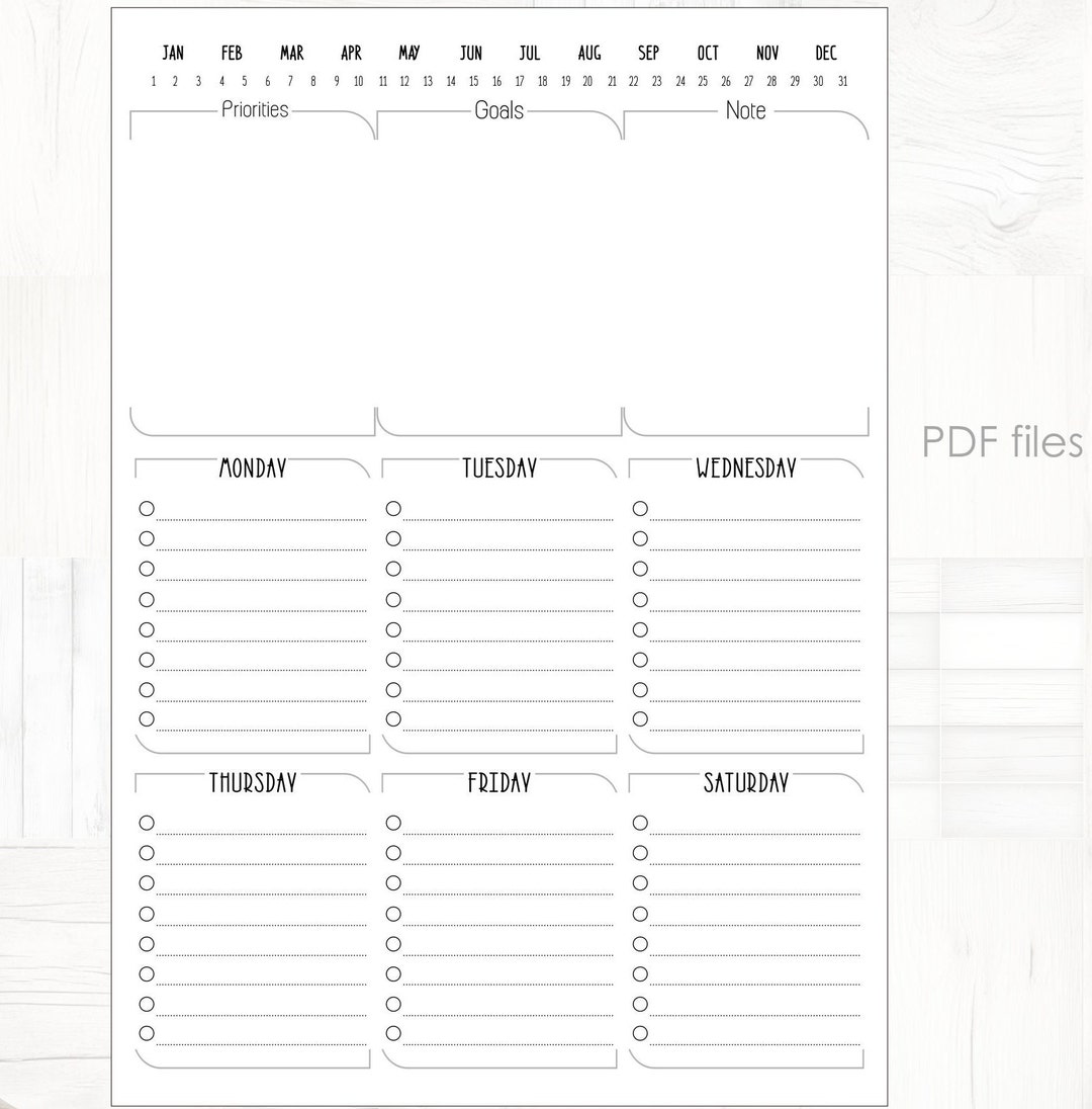 Printable Daily Planner, Weekly and Monthly To-do List (PDF File) - Etsy
