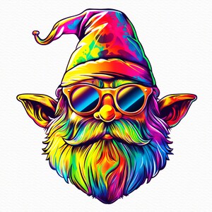 Neon Garden Gnome Art, Colorful Gnome Print (PNG Digital Download) - Etsy