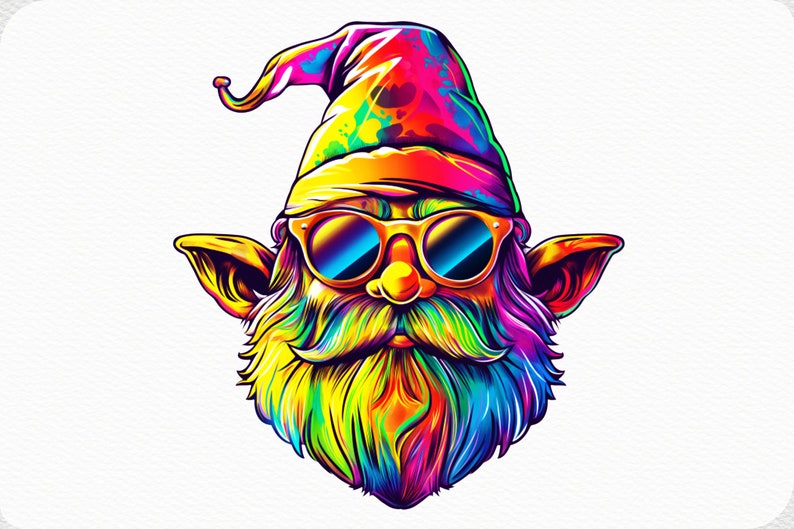 Neon Gnome Art,neon Gnome Decor,neon Garden Gnome,cute Gnomes,colorful ...