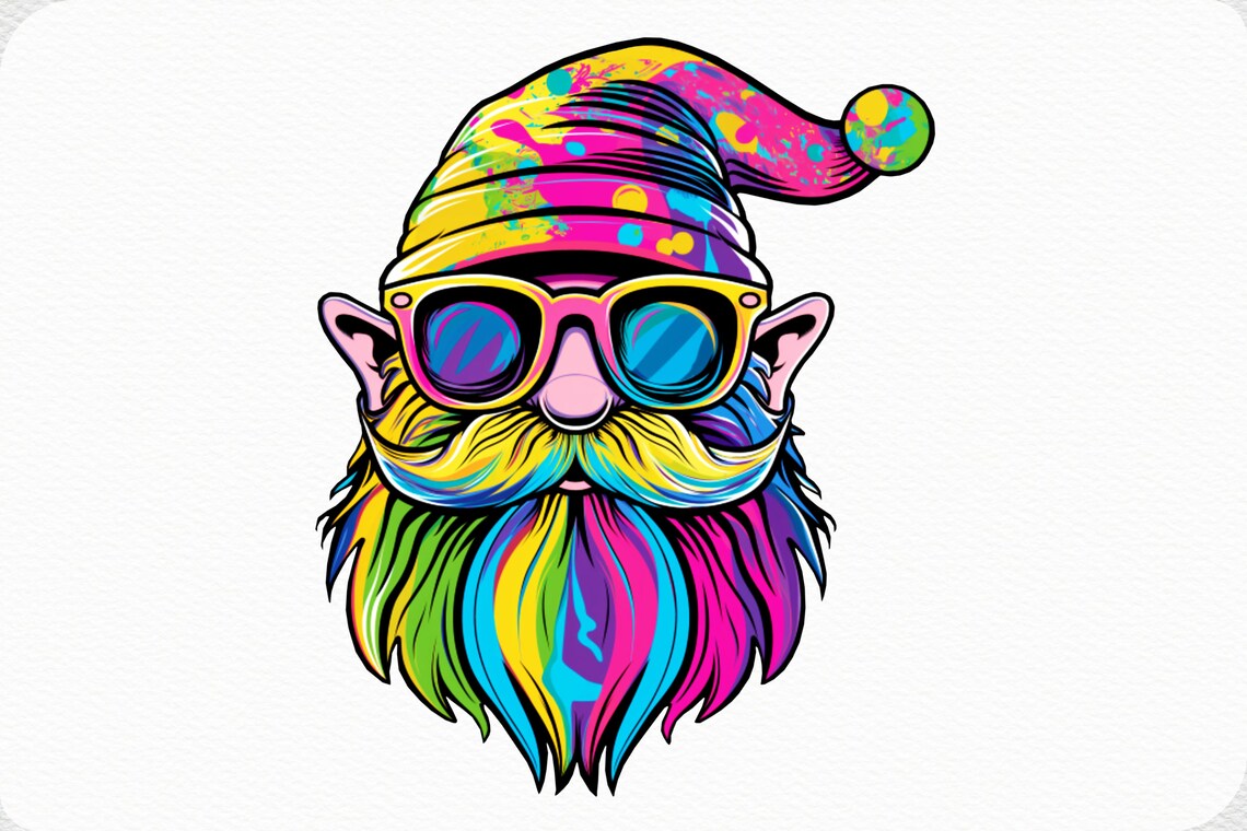 Neon Garden Gnome Art, Colorful Gnome Print (PNG Digital Download) - Etsy