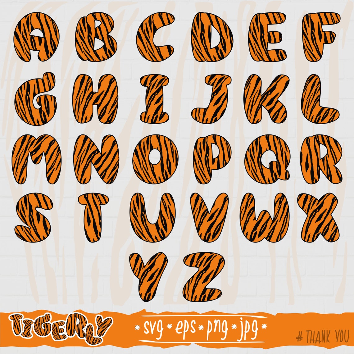 Tiger Font Tiger Numbers Svg Animal Letters Svg Tiger | Etsy