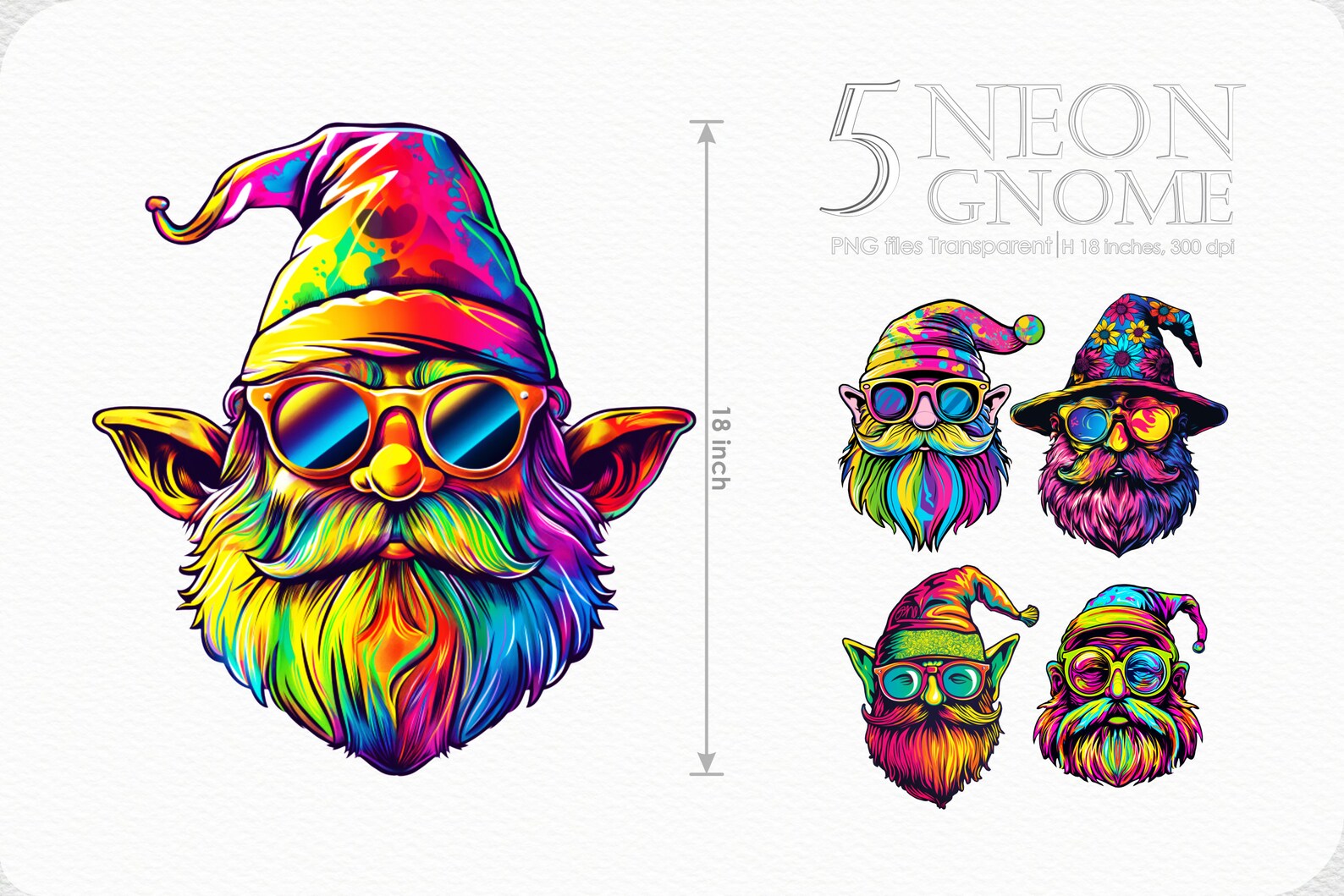 Neon Gnome Art,neon Gnome Decor,neon Garden Gnome,cute Gnomes,colorful ...