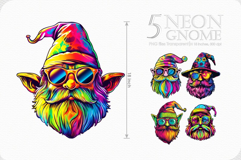 Neon Gnome Art,neon Gnome Decor,neon Garden Gnome,cute Gnomes,colorful ...