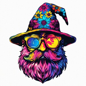 Neon Garden Gnome Art, Colorful Gnome Print (PNG Digital Download) - Etsy